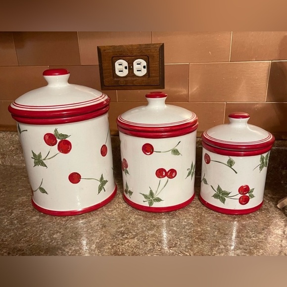Kitchen | Cherries Jubilee 3 Piece Canister Set | Poshmark